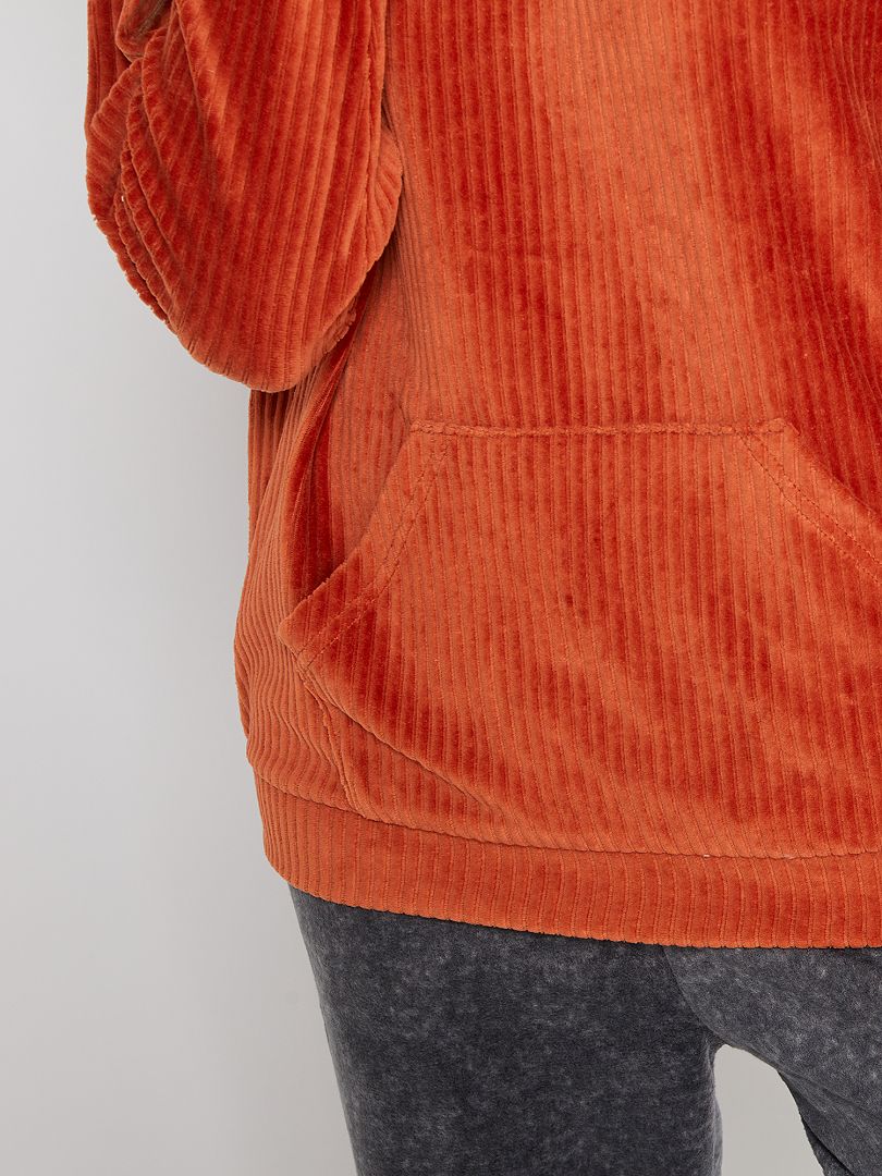 Sweat en velours côtelé - orange cuivré - Kiabi - 14.00€