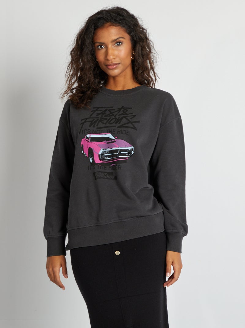 Sweat 'Fast & Furious' style vintage - Noir - Femme - 8.80€ - Kiabi
