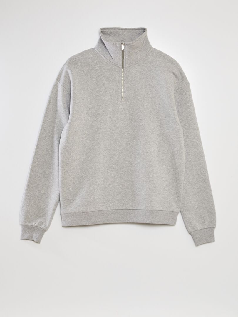 Sweat molleton col zippé - Gris - Kiabi - 22.00€