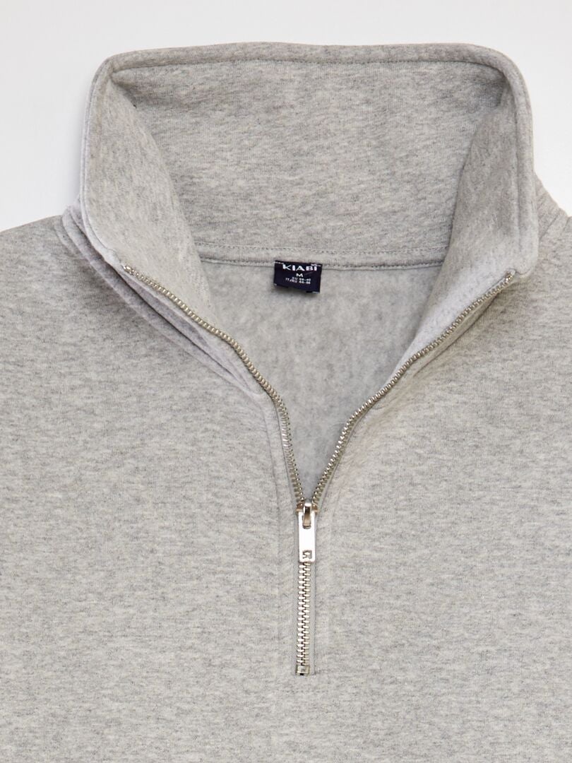 Sweat molleton col zippé - Gris - Kiabi - 22.00€