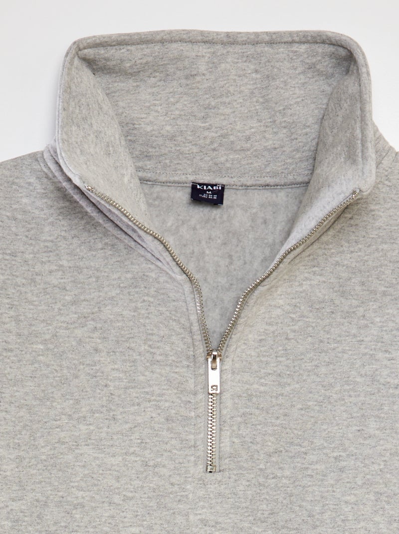 Sweat molleton col zippé - Gris - Homme - 22.00€ - Kiabi