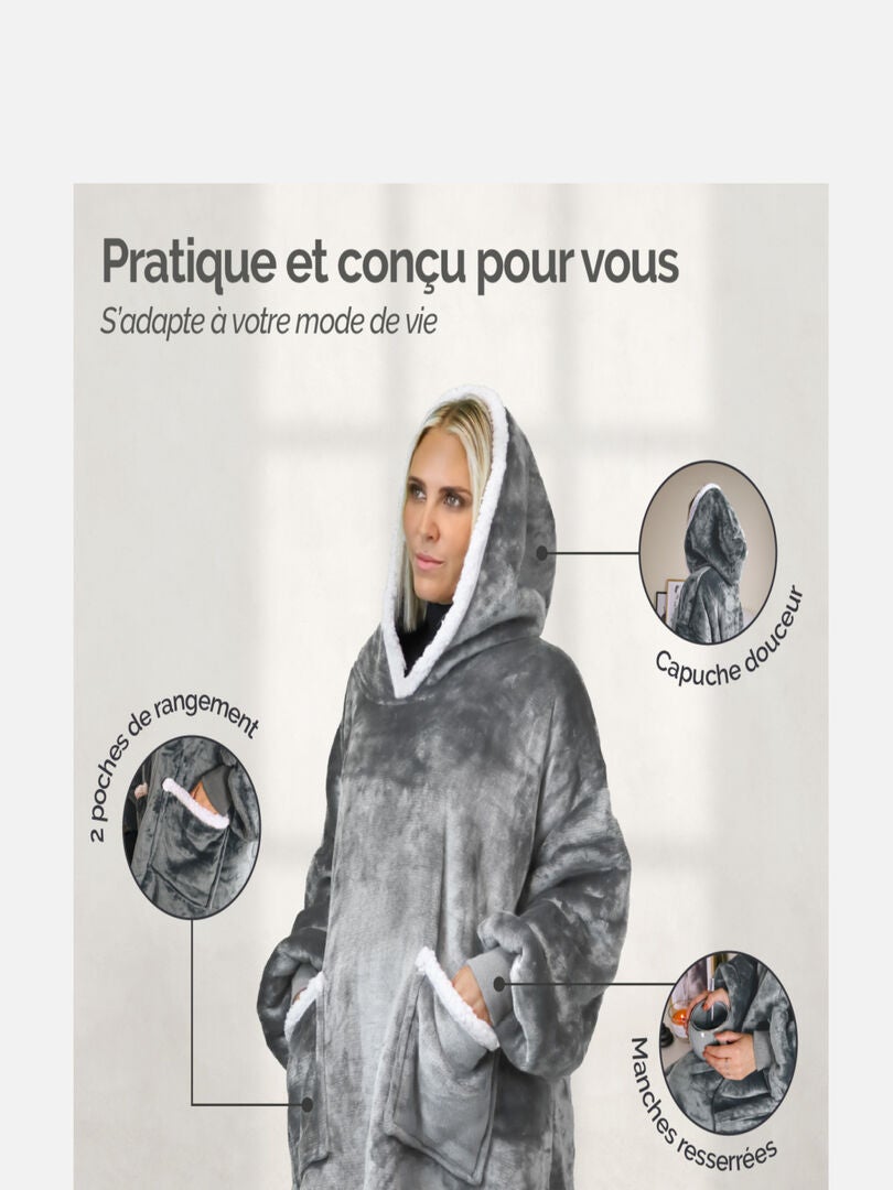 Sweat plaid à capuche, couverture, pull - Effet moutonné et flanelle ...