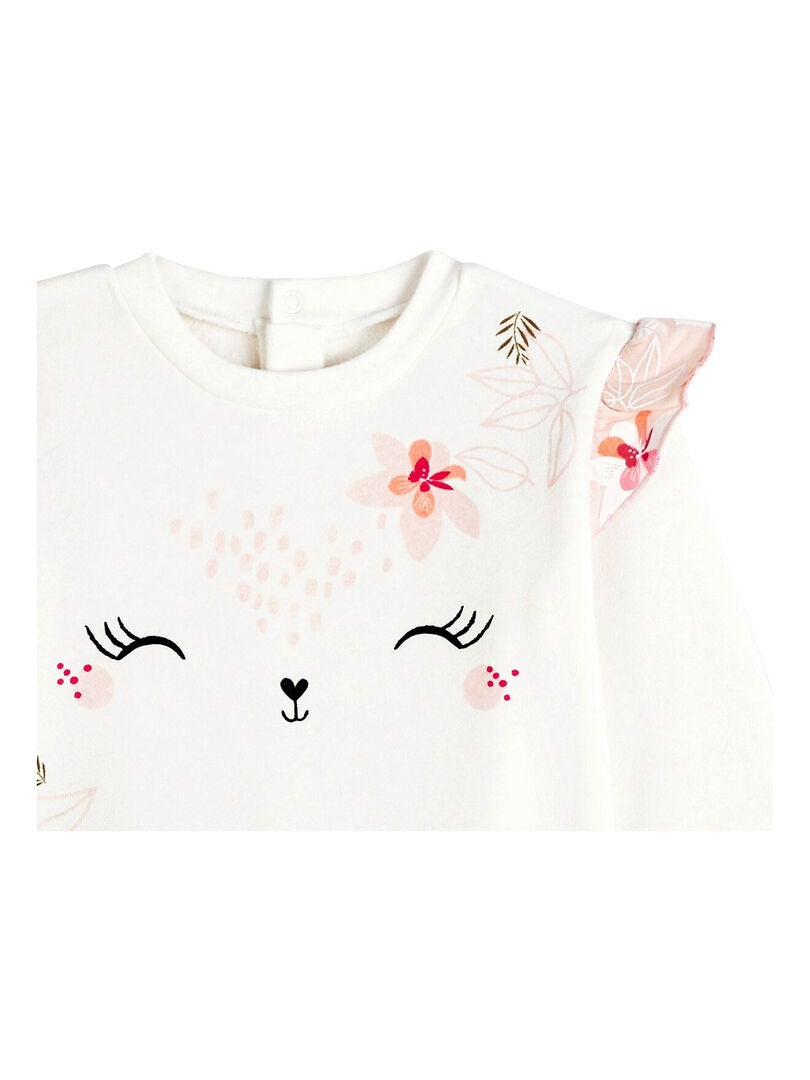 Sweat-shirt bébé en molleton Kalaoupe - Ecru - Kiabi - 9.49€