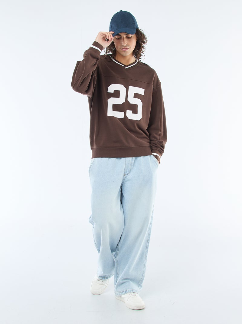 Sweat sportswear en french terry - Marron - Homme - 22.00€ - Kiabi