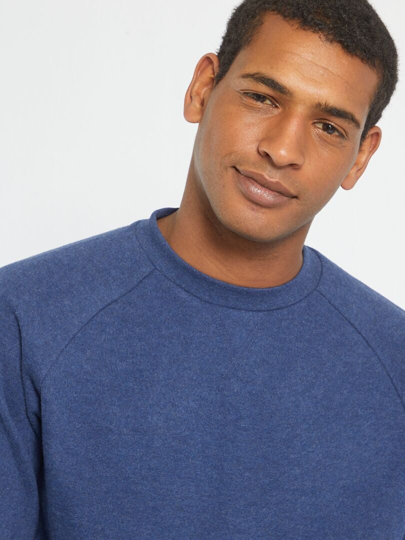 Sweat uni en maille douce - Bleu - Kiabi - 15.00€