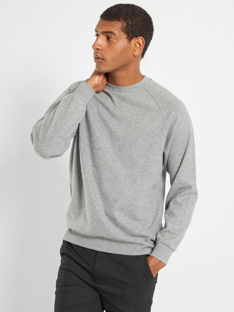 Sweat uni en maille douce - Gris - Kiabi - 15.00€