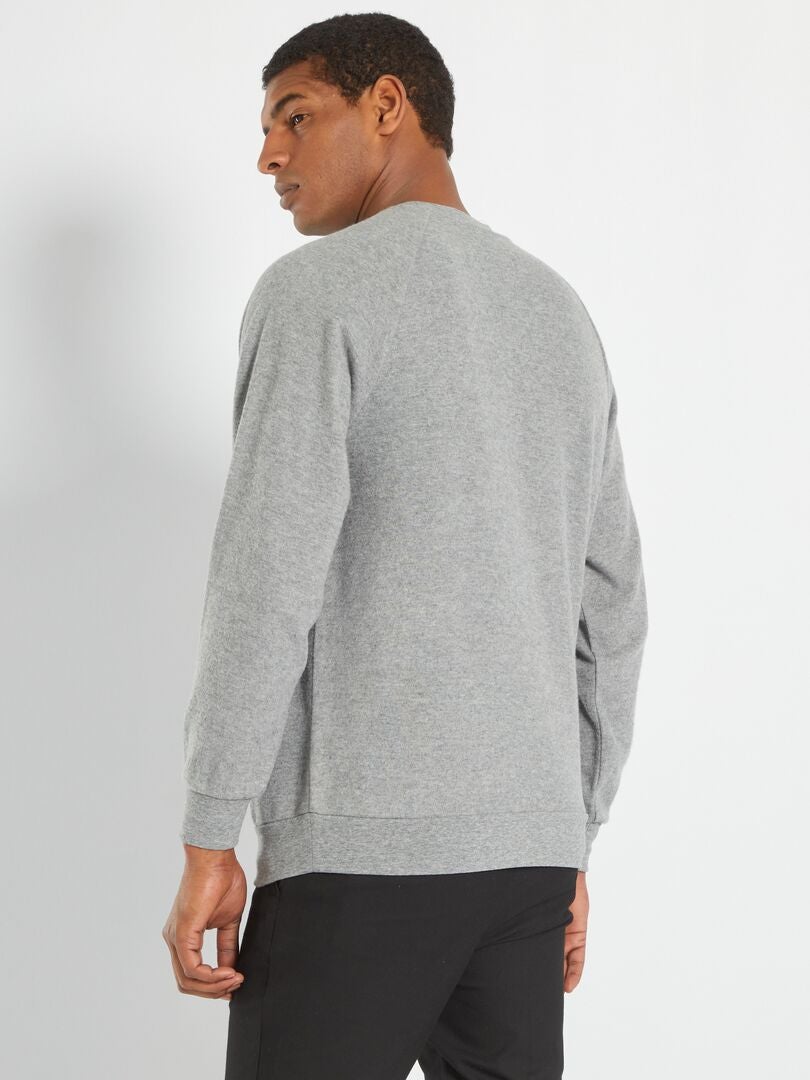 Sweat uni en maille douce - Gris - Kiabi - 15.00€
