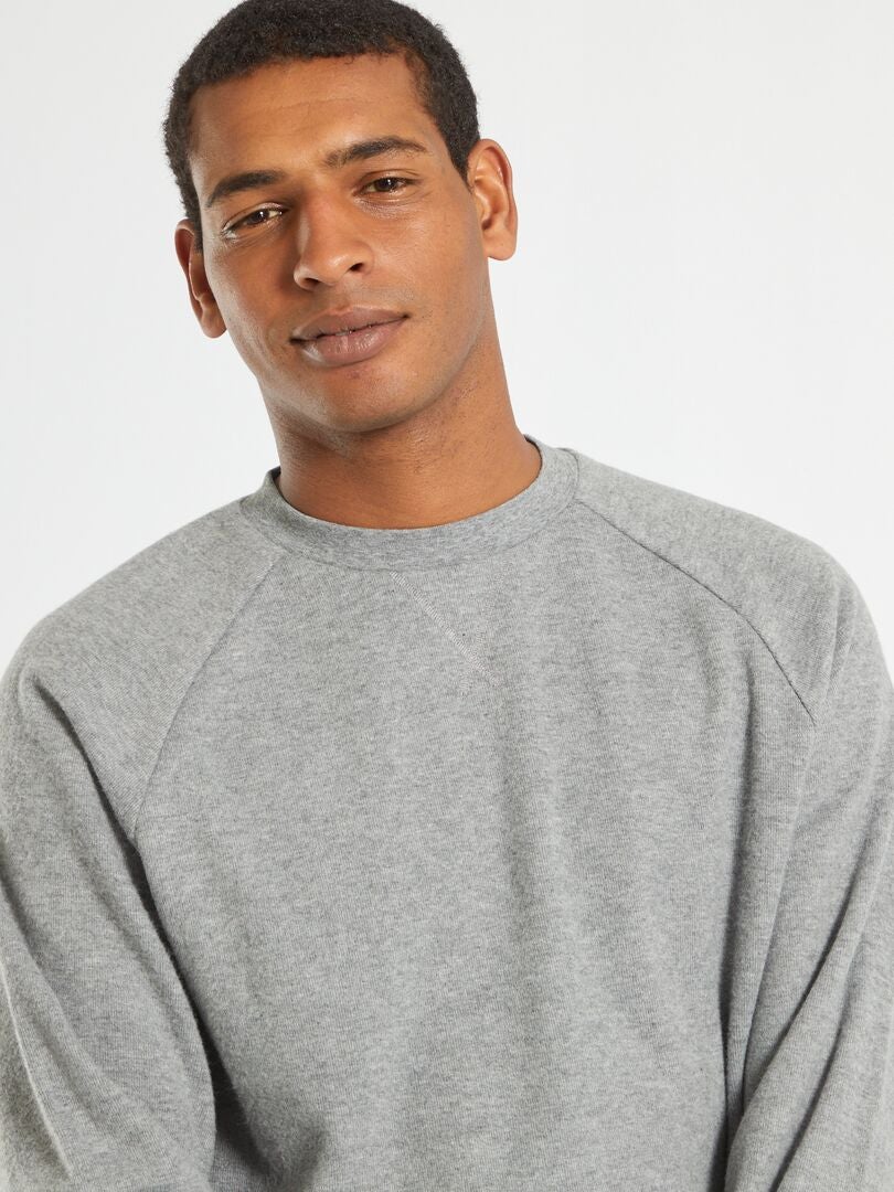 Sweat uni en maille douce - Gris - Kiabi - 15.00€