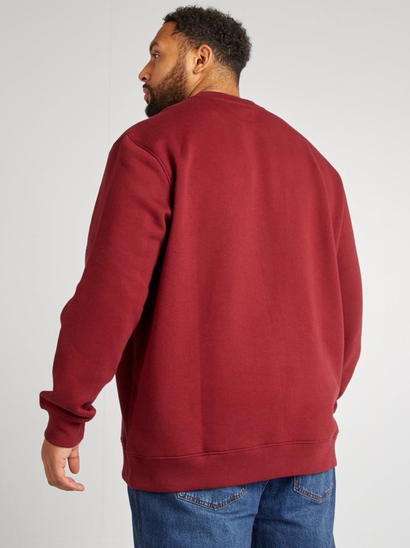 Sweat uni en molleton - Rouge - Grandes tailles - Homme - 7.20€ - Kiabi