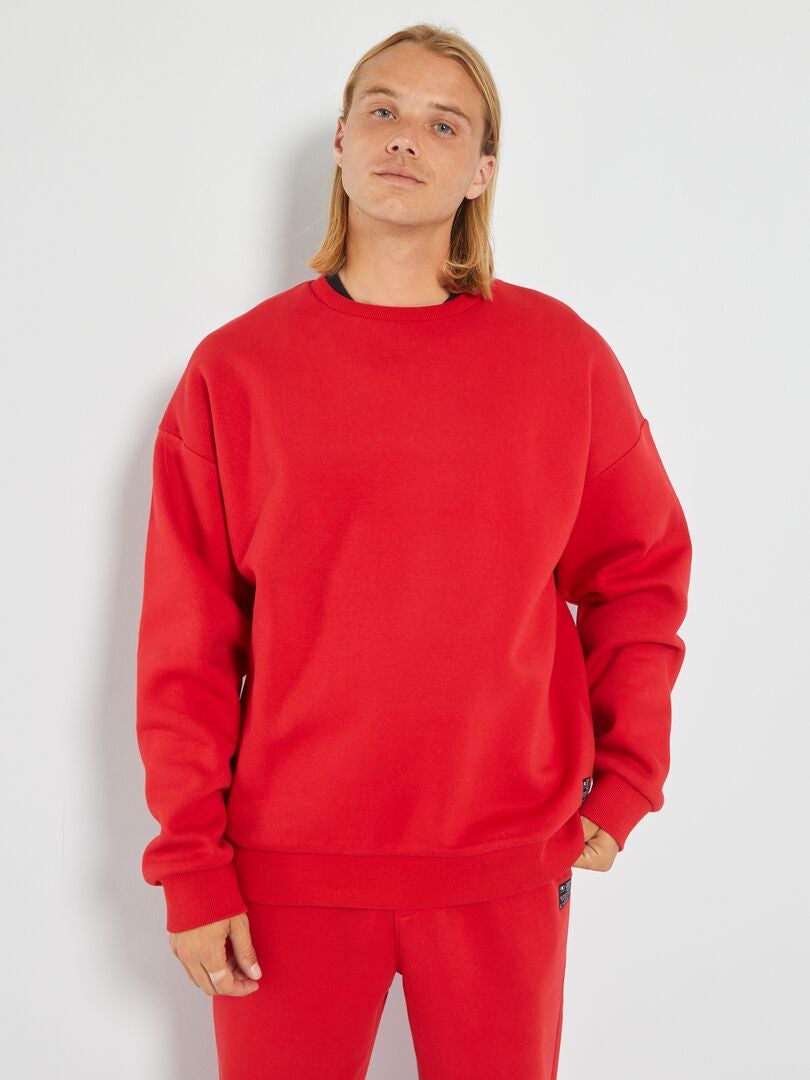 Sweat uni en molleton - Rouge - Kiabi - 13.00€