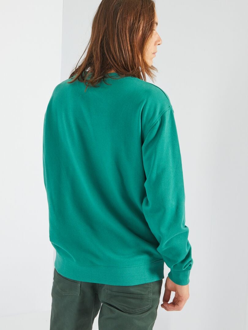 Sweat uni en molleton - Vert - Kiabi - 9.00€