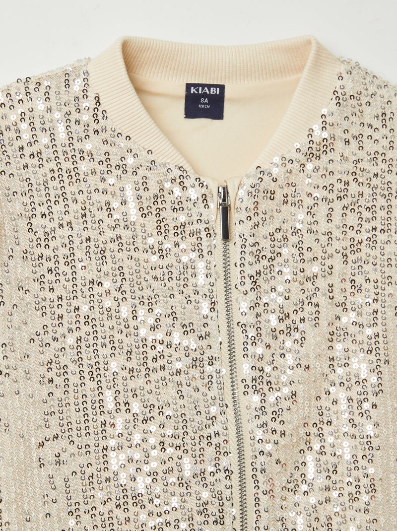 Sweat zippé à sequins - Champagne - 4.50€ - Kiabi