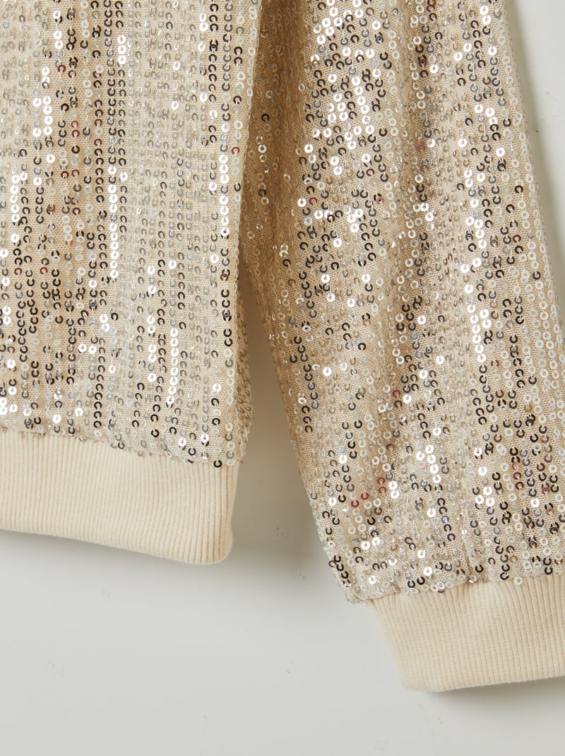 Sweat zippé à sequins - Champagne - 4.50€ - Kiabi