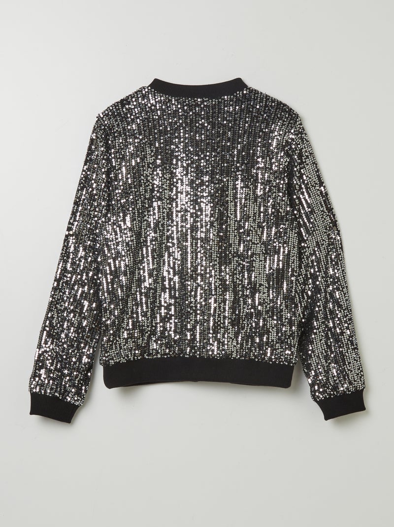 Sweat zippé à sequins - Gris - 4.50€ - Kiabi