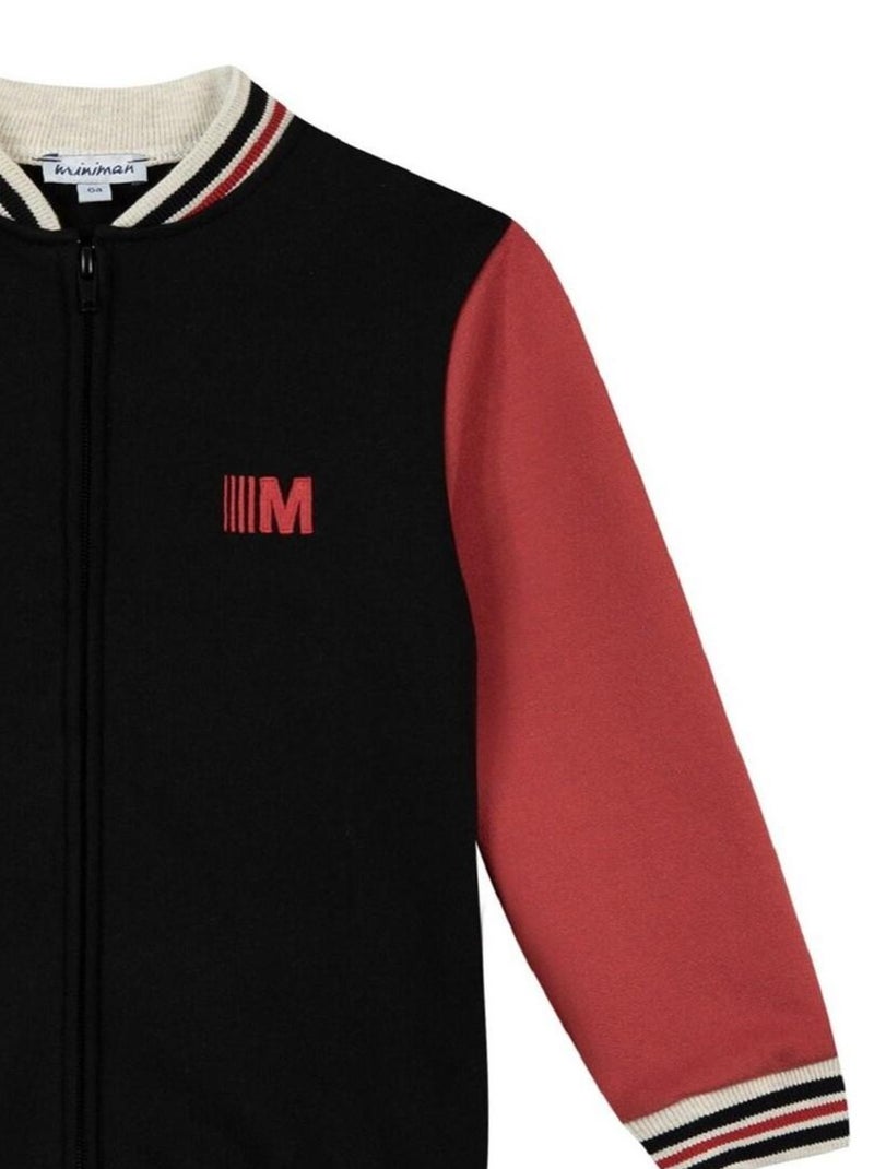 Sweat zippé façon teddy 'Miniman' - Noir - Garçon - 0.00€ - Kiabi