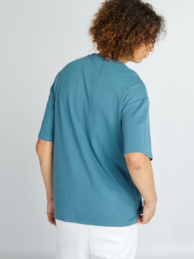 T Shirt à Col Rond Avec Poche Poitrine Bleu Kiabi 8 00€
