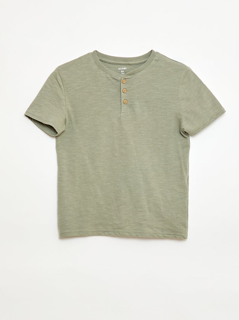 T-shirt à col tunisien - Vert - Garçon - 5.00€ - Kiabi