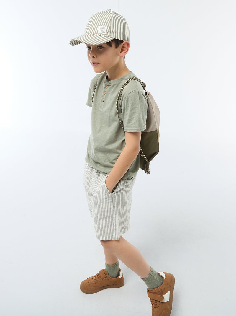 T-shirt à col tunisien - Vert - Garçon - 5.00€ - Kiabi