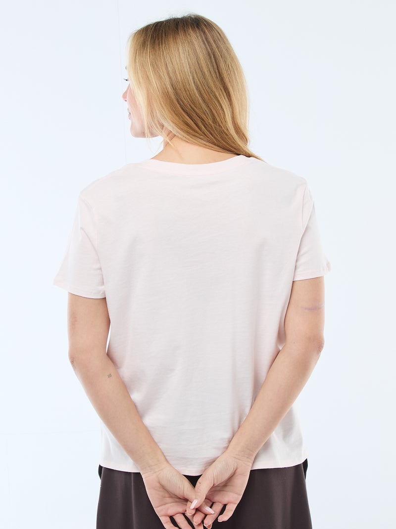 T-shirt à col V - Rose - Femme - 4.00€ - Kiabi