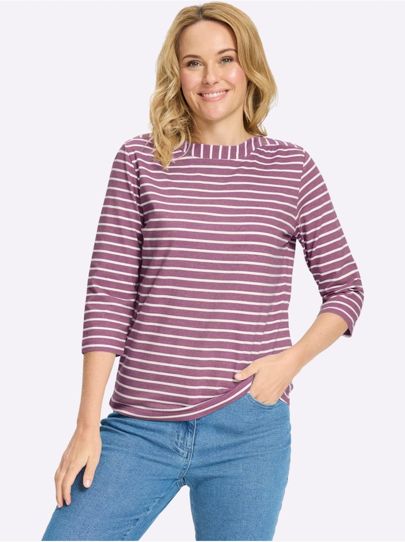 T-shirt à Manches 3/4 Encolure En U Féminine - Taille Standard - Moda ...