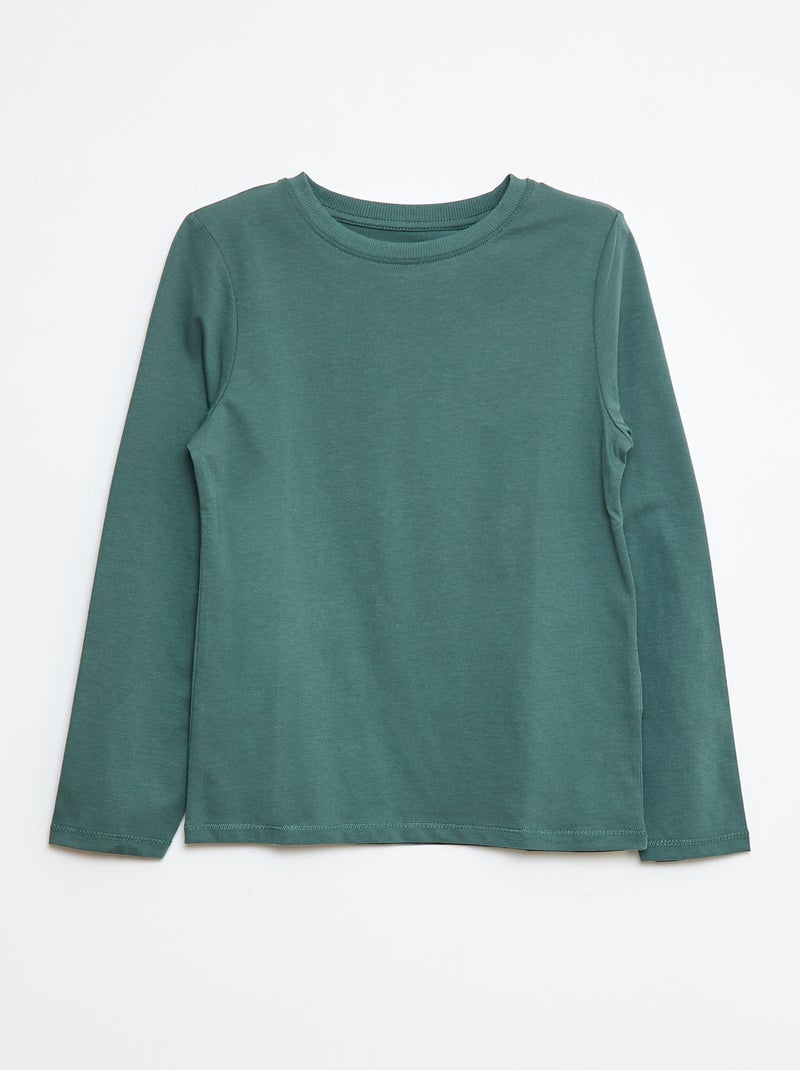 T-shirt basique à manches longues - Vert - Garçon - 3.00€ - Kiabi