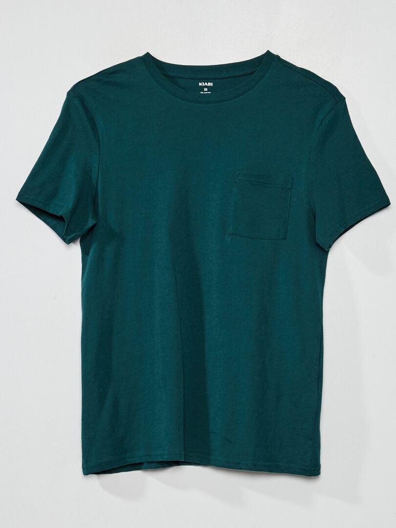 T-shirt basique en jersey - Vert foncé - Kiabi - 4.00€