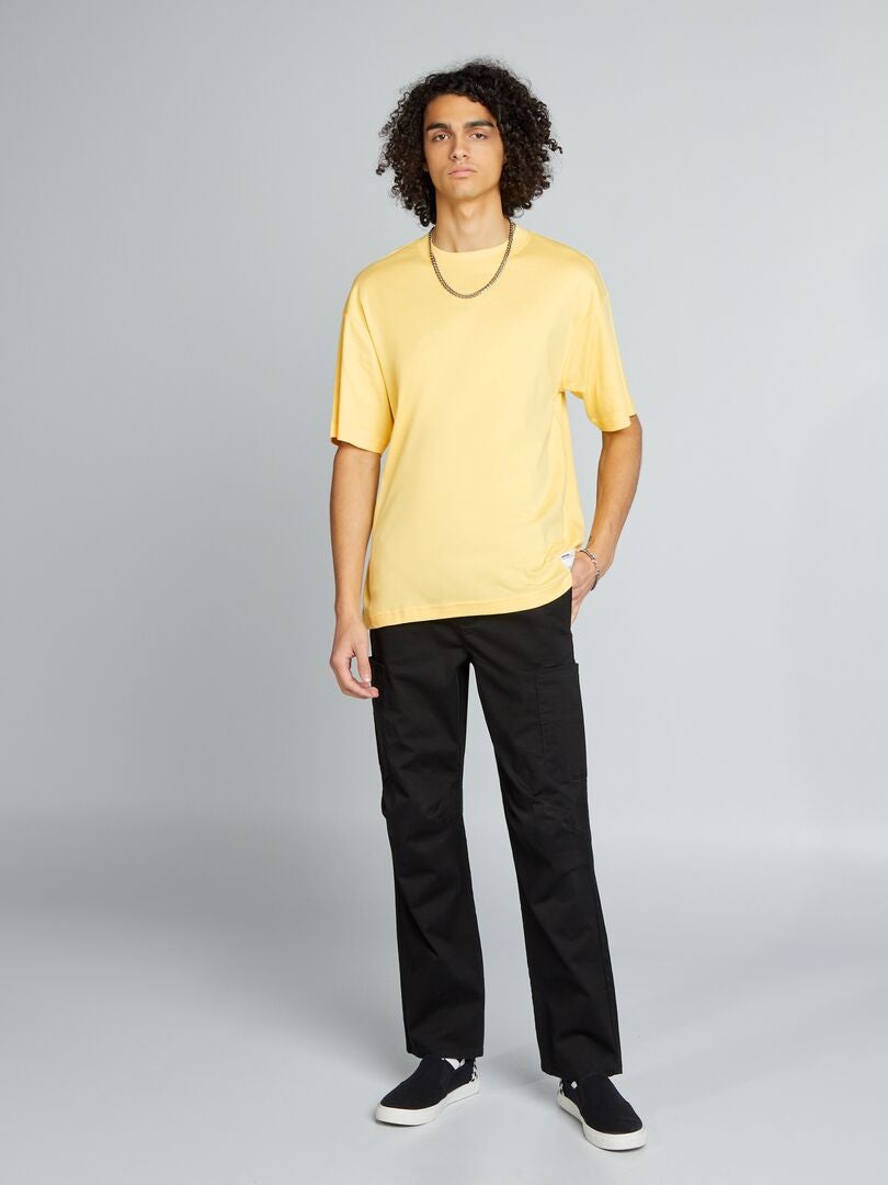 T-shirt col rond en coton - Jaune - Kiabi - 6.00€