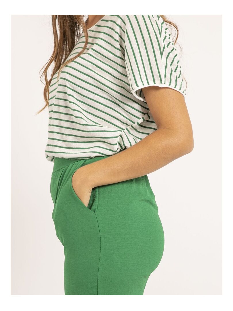 T shirt col V rayures FERKUS - Vert - Kiabi - 20.00€