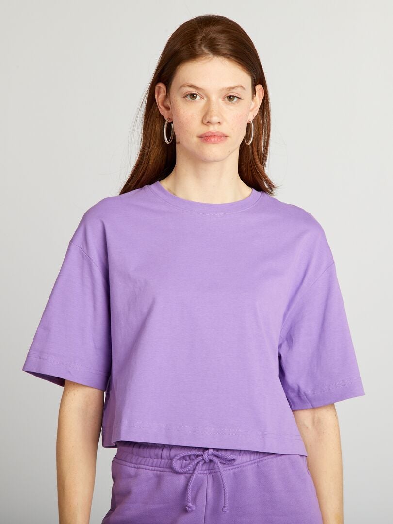 T-shirt crop top large - Violet - Kiabi - 5.00€