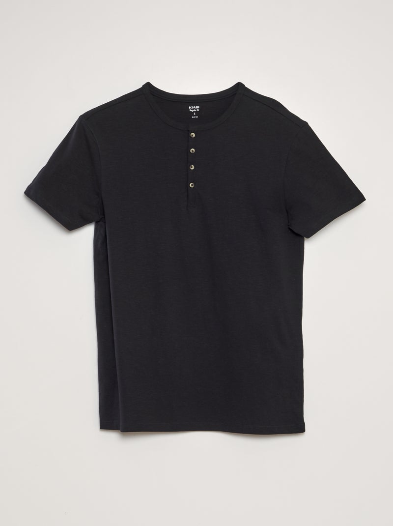 T-shirt en jersey à col mao - noir - Kiabi - 9.00€