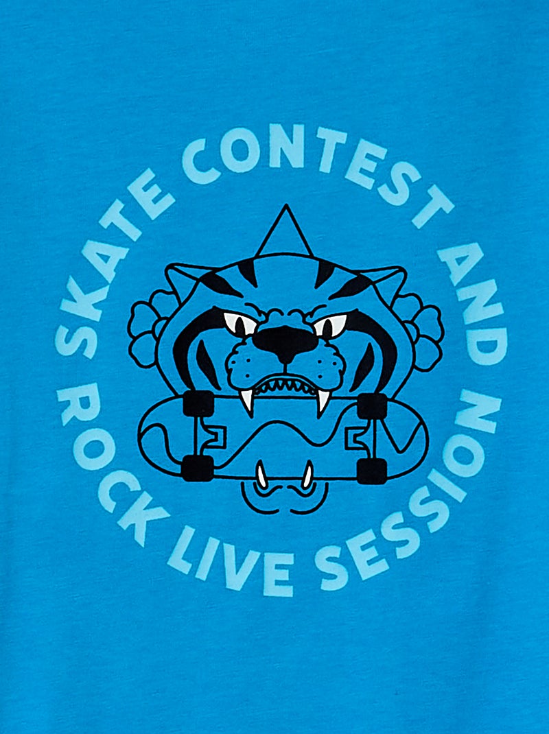 T-shirt en jersey à manches longues - Bleu turquoise - Kiabi - 3.50€