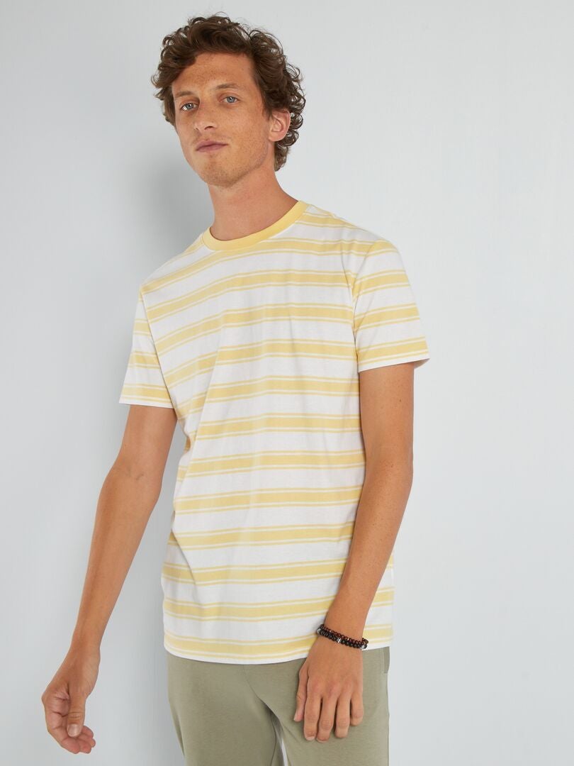 T-shirt en jersey à rayures - Jaune - Kiabi - 9.00€