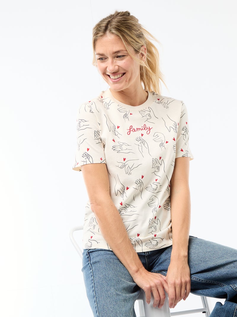 T-shirt imprimé 'Agathe Sorlet x Kiabi' - Saint-Valentin - Blanc ...