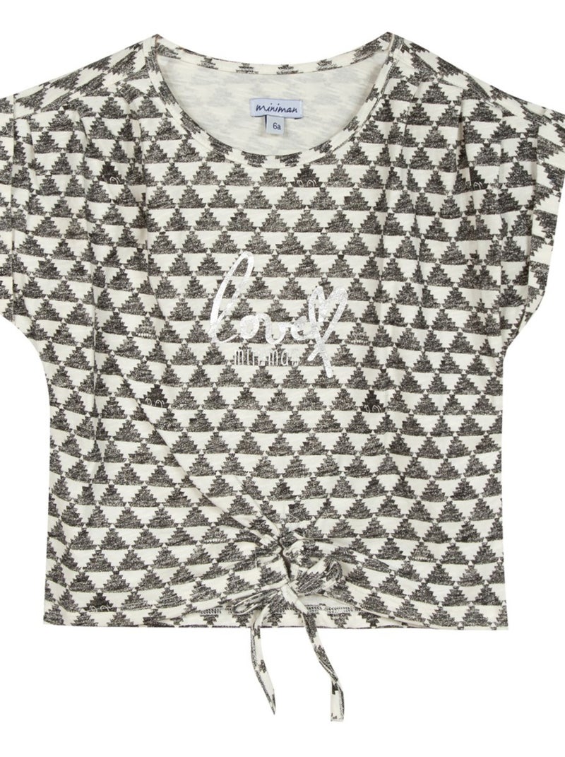 T-shirt Imprimé Avec Noeud Fantaisie Oeko-tex 'miniman' - Ecru - Fille ...