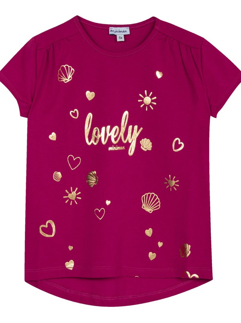 T-shirt Manches Courtes Motif Doré Devant Oeko-tex 'miniman' - Rose ...
