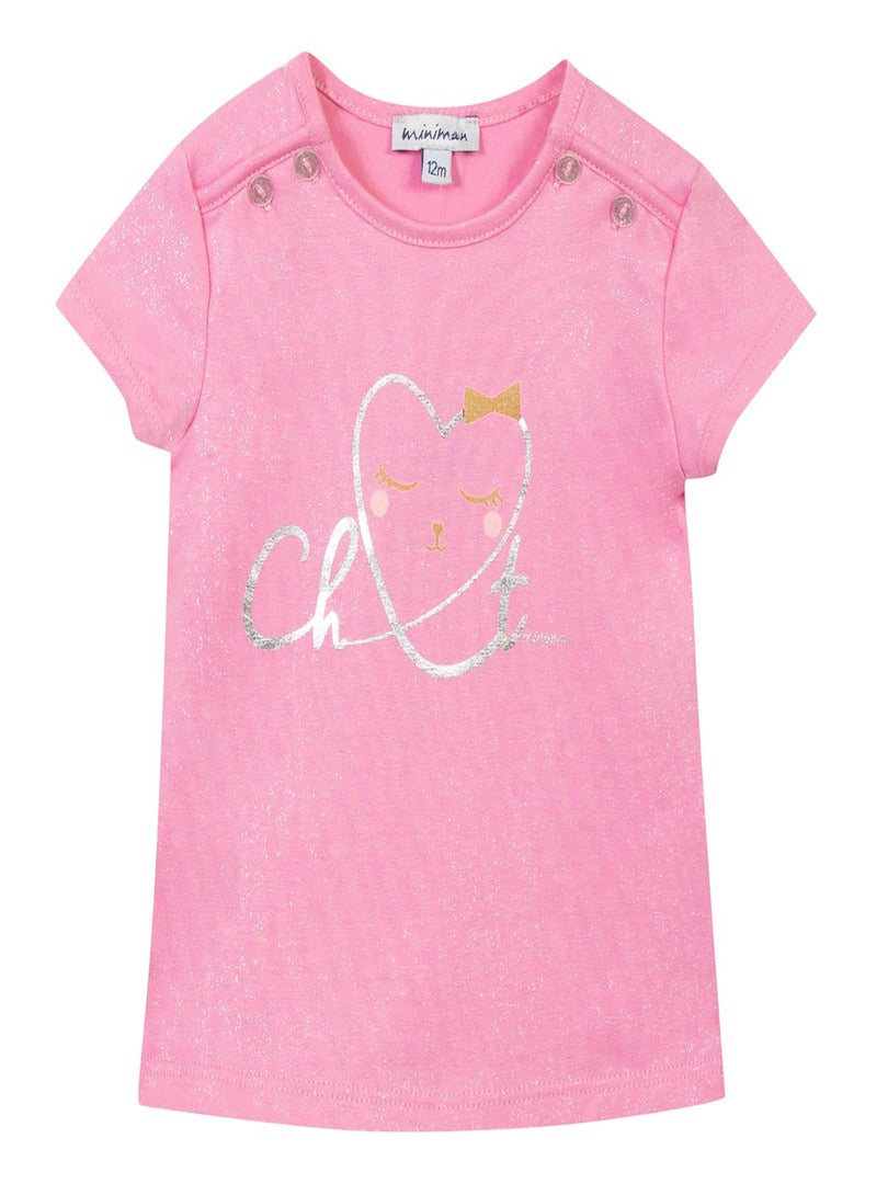 T-shirt Manches Courtes Motif Imprimé Coeur 'miniman' - Rose - Kiabi ...