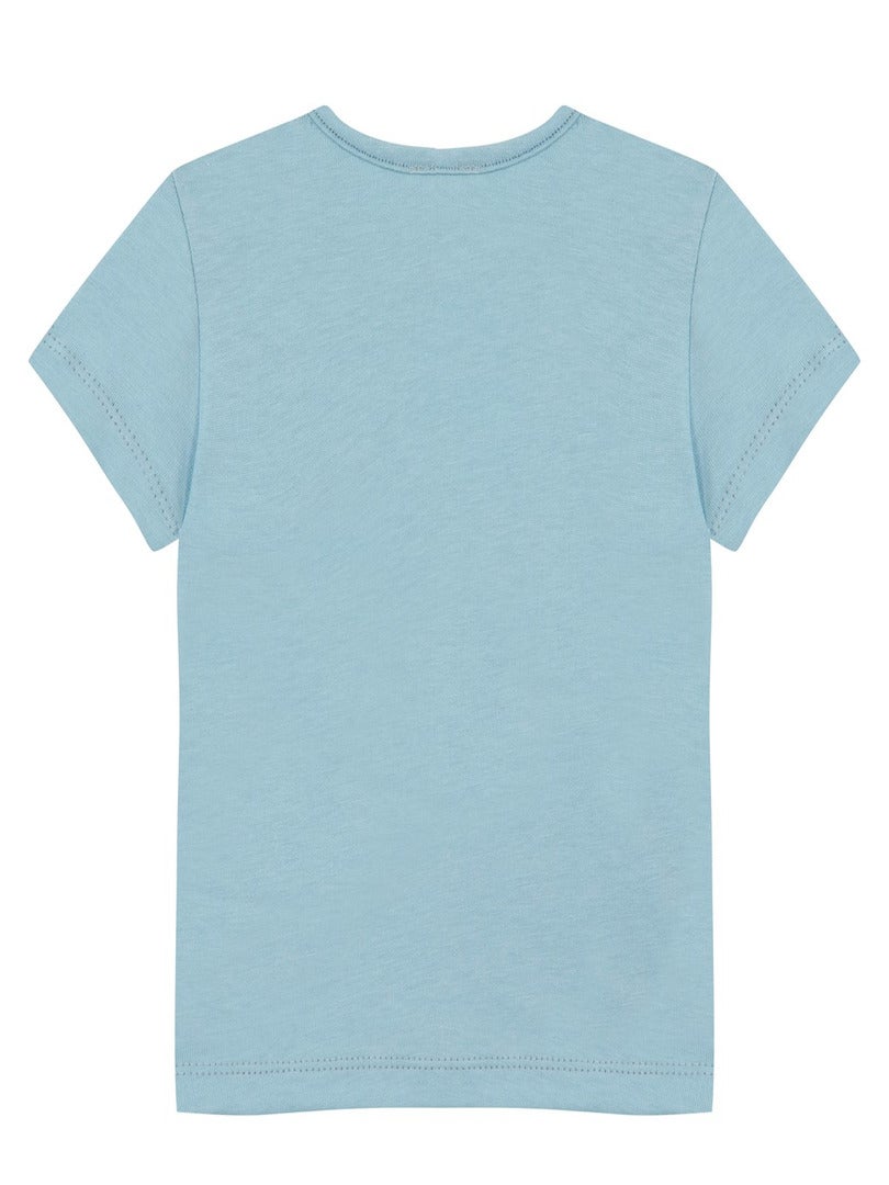T-shirt Manches Courtes Motif Imprimé Oeko-tex 'miniman' - Bleu gris ...