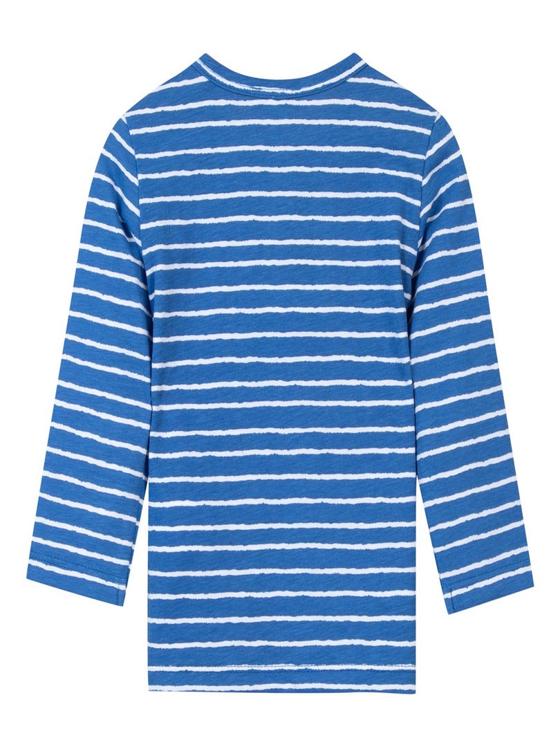 T-shirt Manches Longues Rayé 'miniman' - Bleu - Kiabi - 20.00€