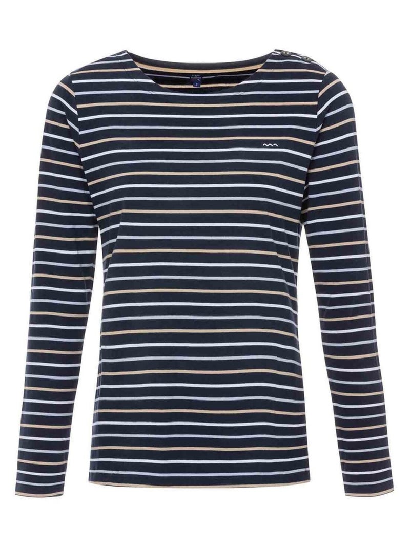 T-shirt manches longues rayé multicolore Femme - Terre de Marins - Bleu - Kiabi - nu€