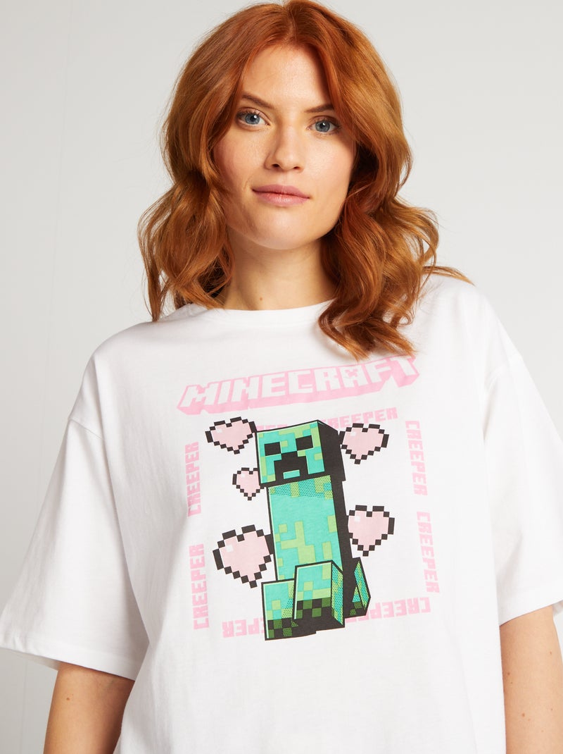 T-shirt 'Minecraft' en coton - blanc - Femme - 3.60€ - Kiabi