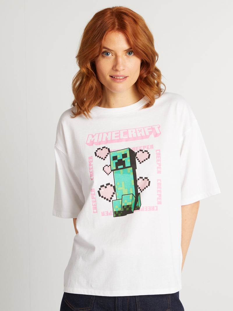 T-shirt 'Minecraft' en coton - blanc - Femme - 3.60€ - Kiabi