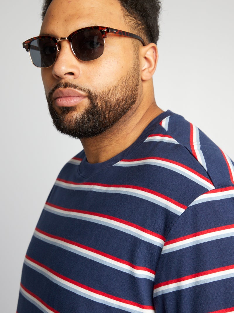 T-shirt rayé en jersey - Bleu marine - Kiabi - 12.00€