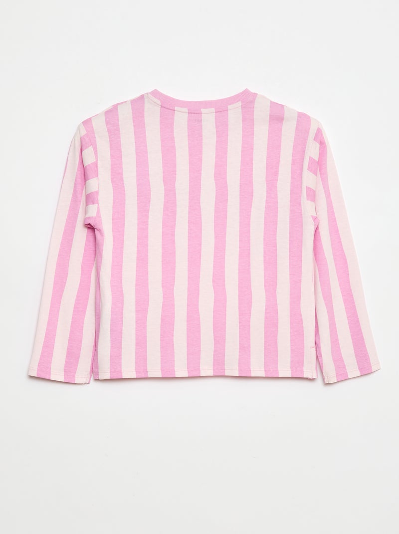T-shirt rayure en coton - Rose - Fille - 5.00€ - Kiabi