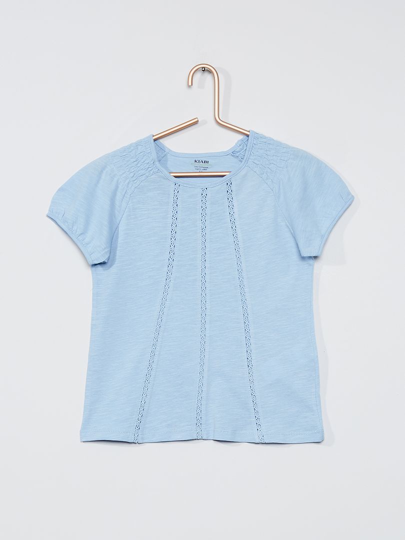T-shirt smocké - bleu - Kiabi - 4.00€