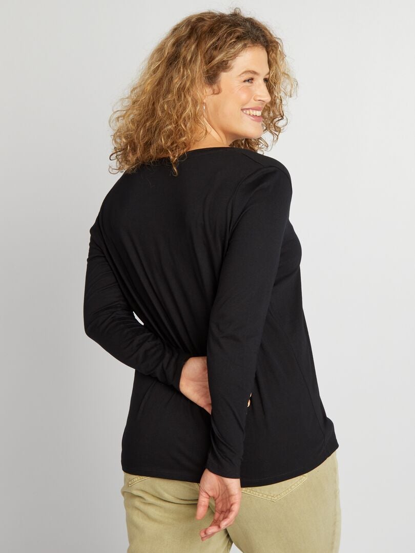 T-shirt uni à manches longues - noir - Kiabi - 8.00€