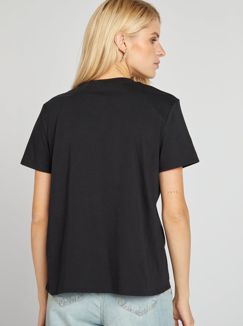 T-shirt uni en jersey - NOIR - Femme - 2.20€ - Kiabi