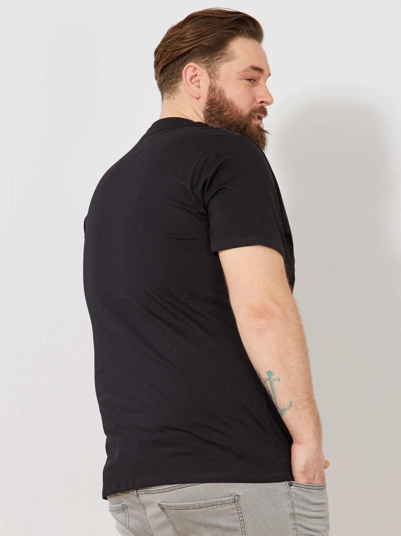 T-shirt uni en maille jersey - Noir - Grandes tailles - Homme - 6.00 ...