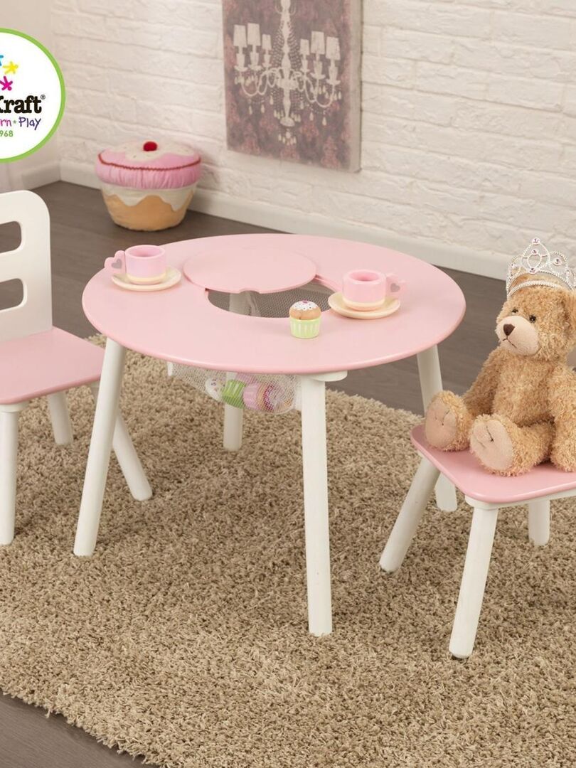 Table Enfant Ronde Avec 2 Chaises Blanc Et Rose - Multicolore - Kiabi - nu€