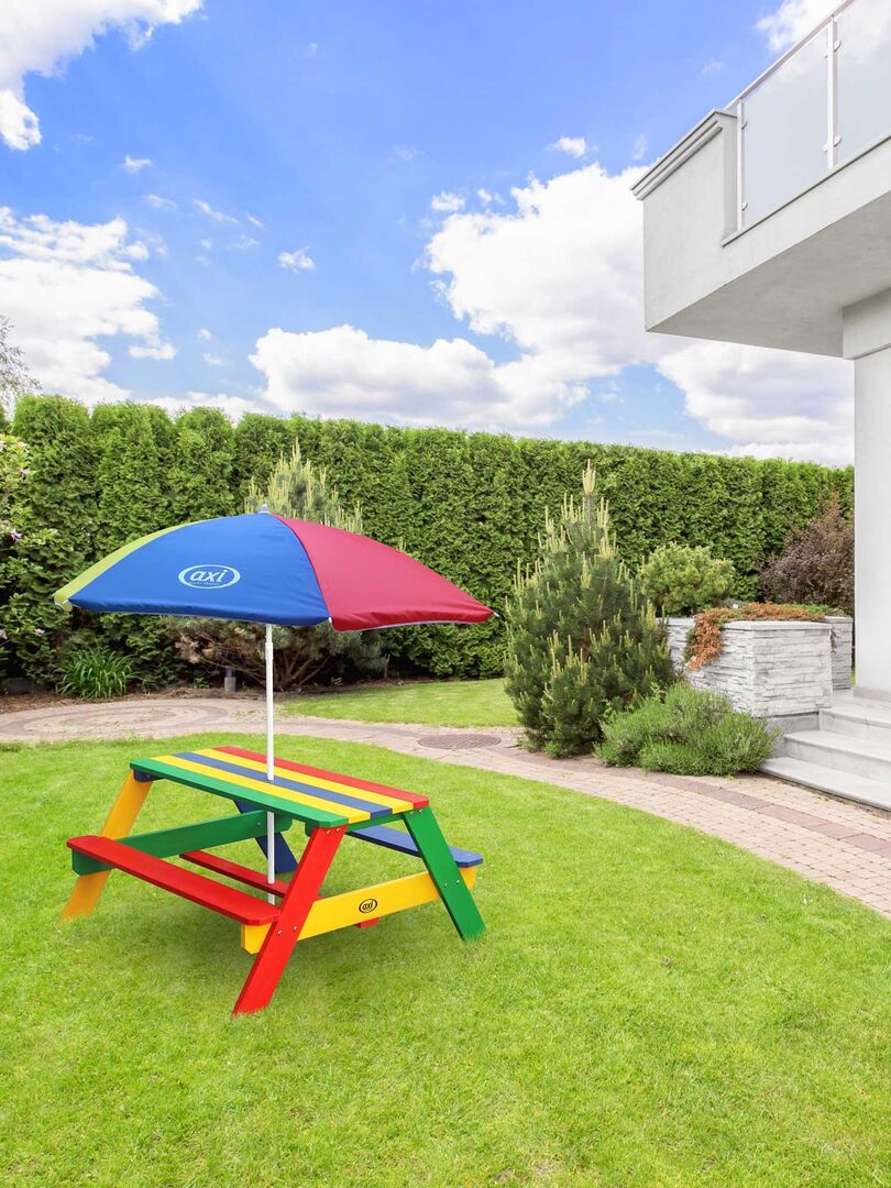 Table pique-nique Nick avec Parasol arc-en-ciel Axi - Bleu - Kiabi ...