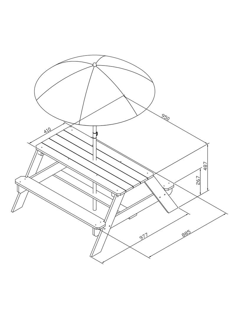 Table pique-nique Nick avec Parasol vert blanc Axi - Jaune moutarde ...